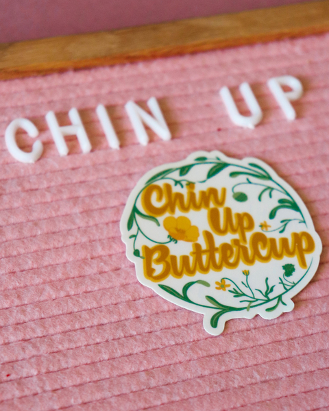 Chin Up Buttercup Sticker – Inner Peach Design